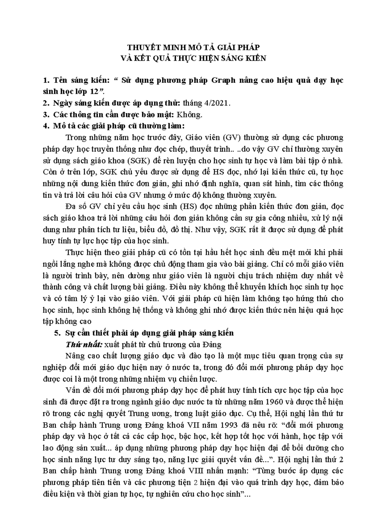 3.SKKN.PP Graph nâng cao hiệu quả dạy học sinh học lớp 12 - THUYẾT MINH ...