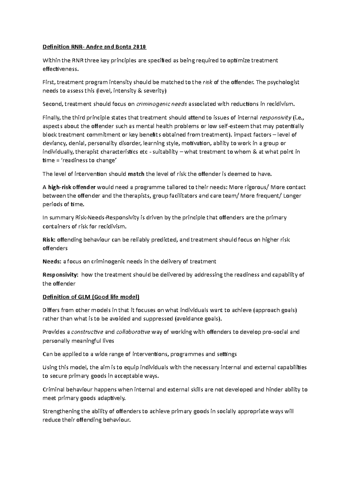 Strengths of GLM in comarison to RNR-summary - Definition RNR- Andre ...