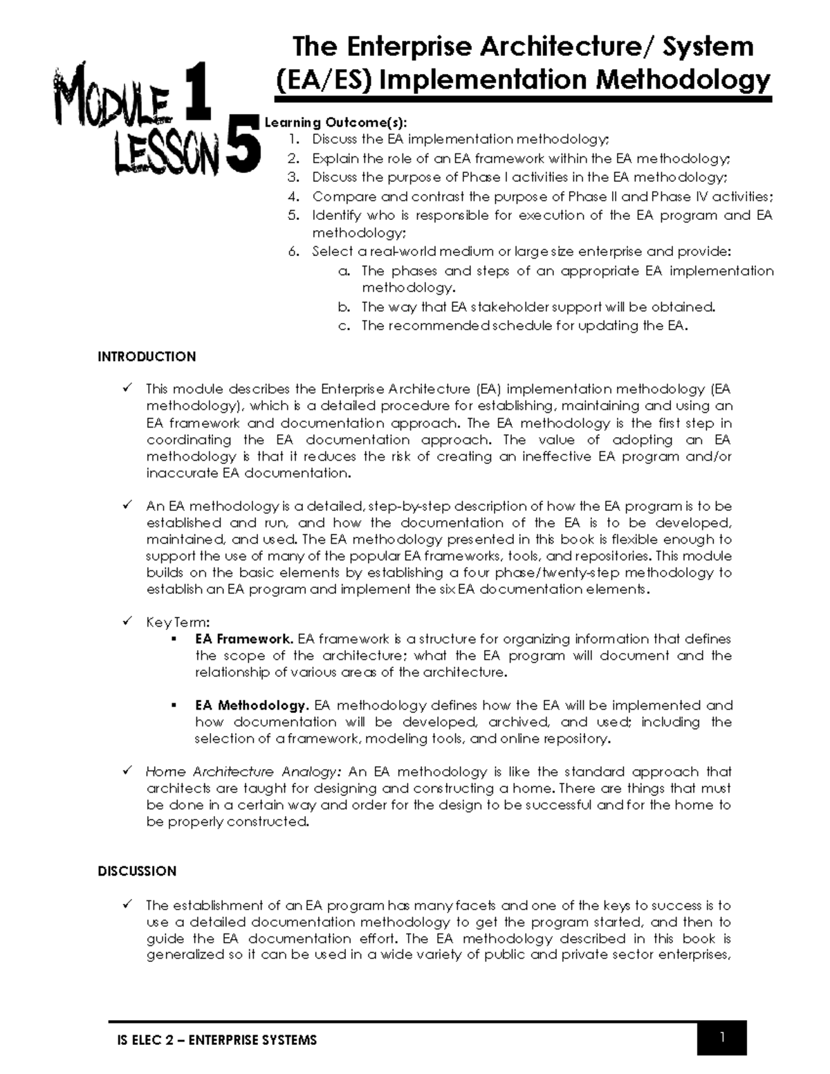 ES - Module 1 Lesson 5 - Week 11-12 - INTRODUCTION This module ...