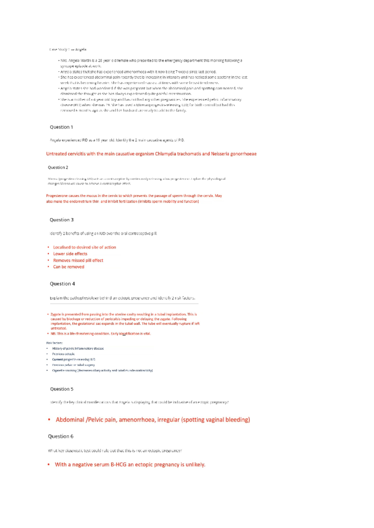 Wk 9 Seminar 2 - Reproductive system - Case Study 1 Angela Mrs. Angela ...