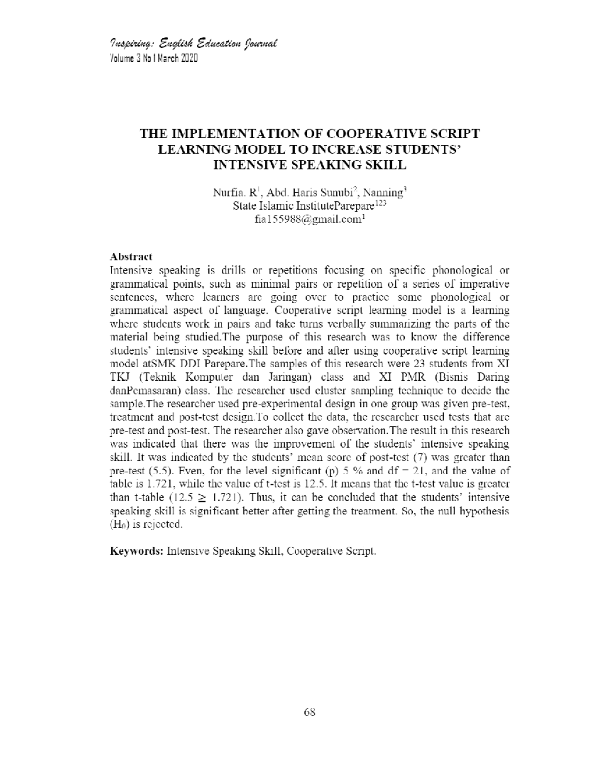 The Implementation of Cooperative Script Learning Model to Increase ...