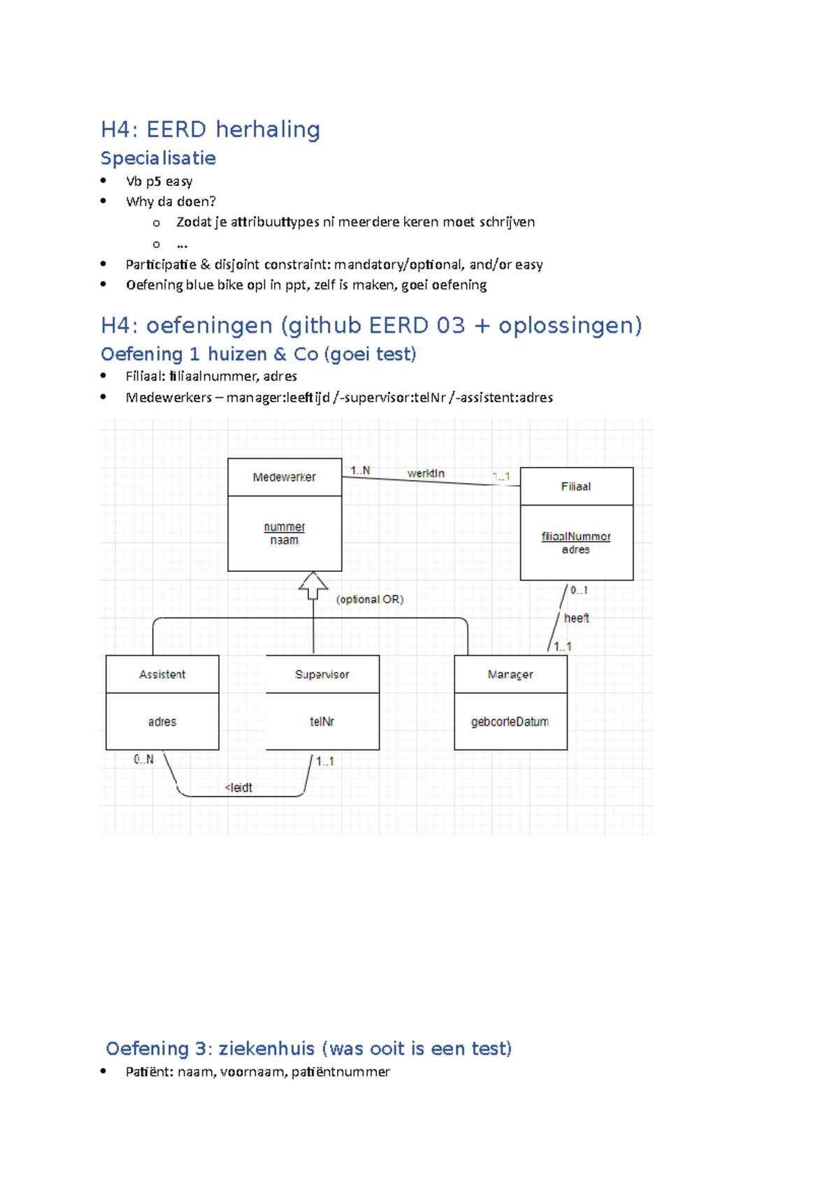 15.10-Remco Laptop H4 - LES - H4: EERD herhaling Specialisatie Vb p5 easy Why da doen? o Zodat ...