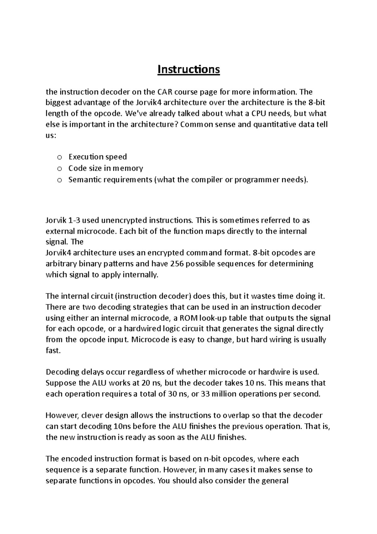 Instructions - Instructions the instruction decoder on the CAR course ...