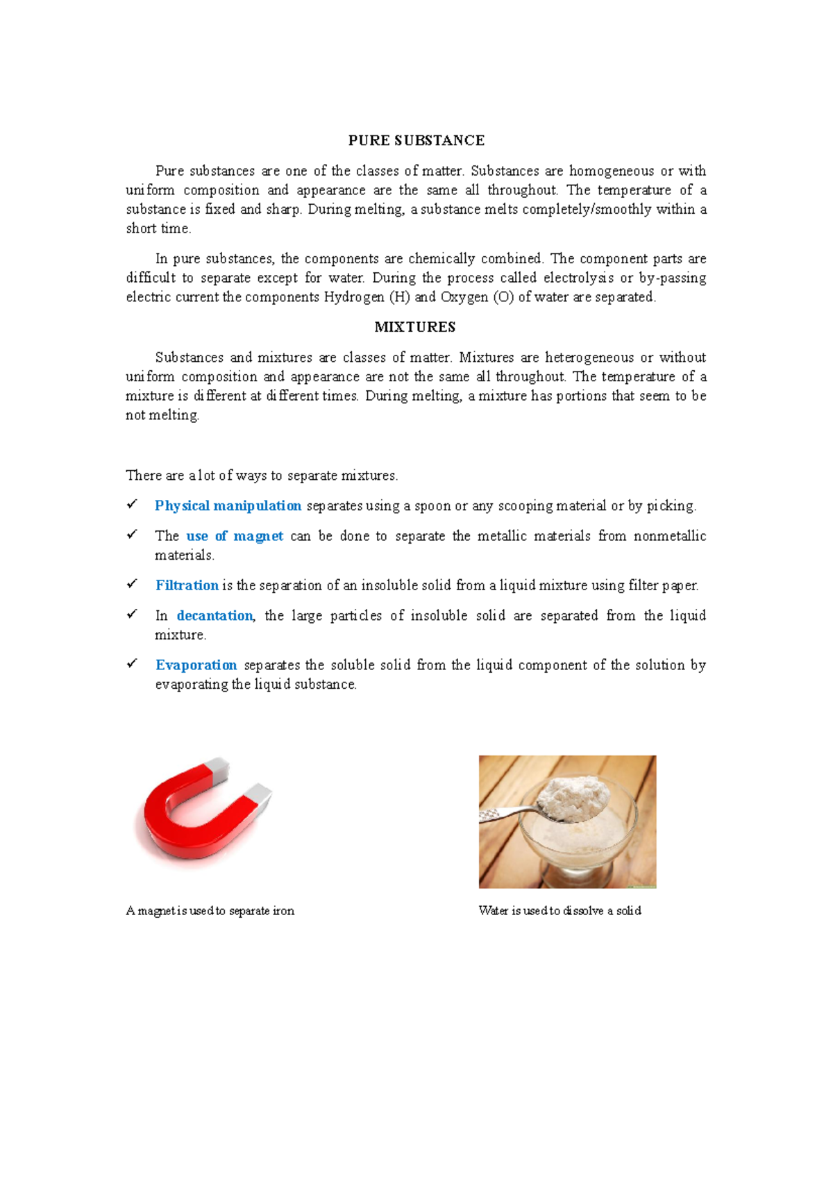 PURE Substance - Science - PURE SUBSTANCE Pure substances are one of ...