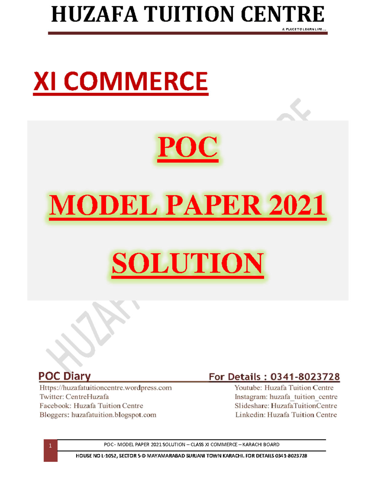 Poc Model Paper Solution - A PLACE TO LEARN LIFE..... 1 POC - MODEL ...