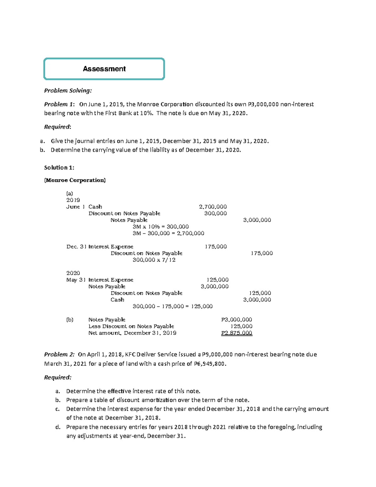 AC78 5 2 Module 5 Answer Key Problem Solving Problem 1 On June 1
