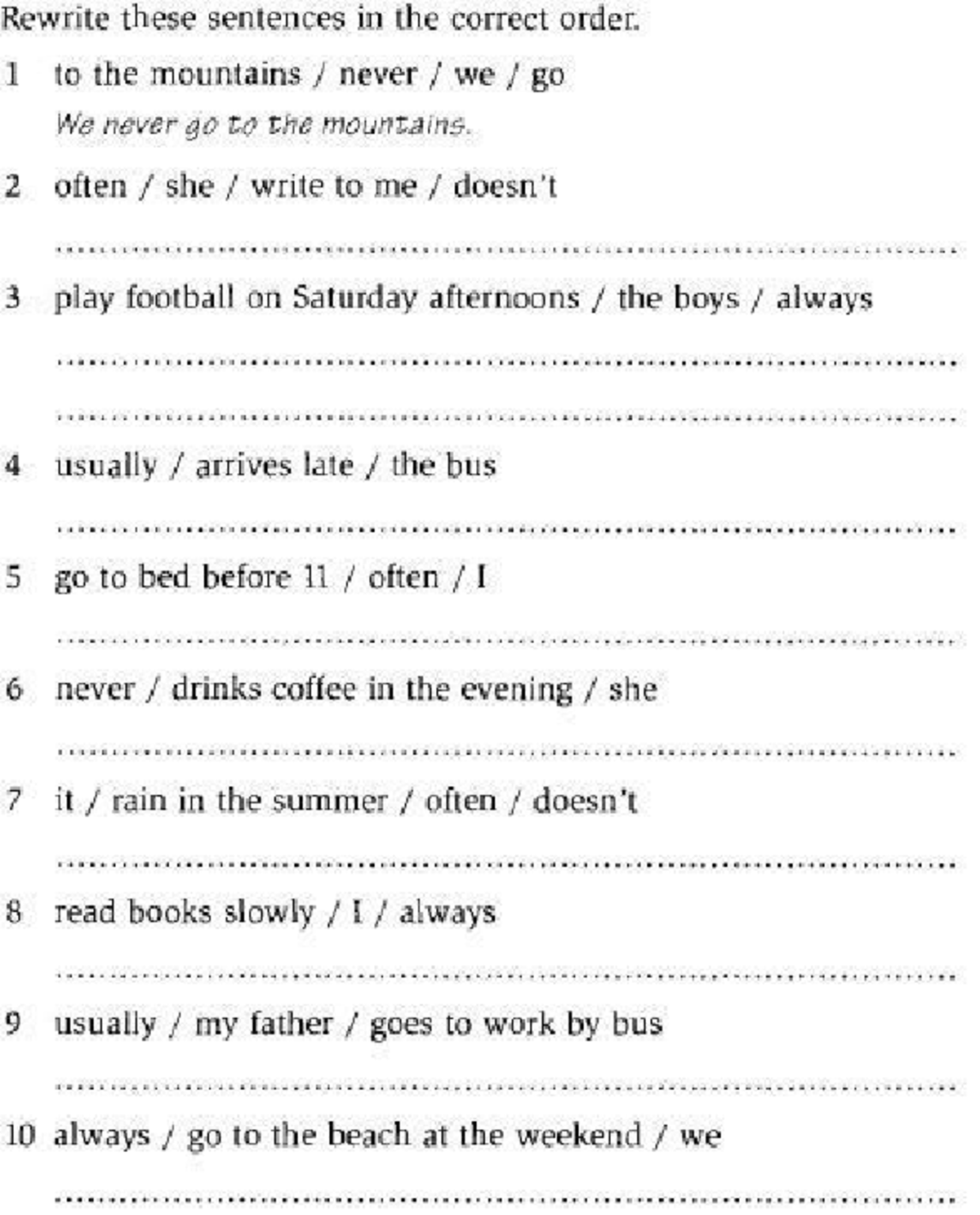 Adverbs of frequency Adverbios de frecuencia ( Leccion 13) - Rewrite ...