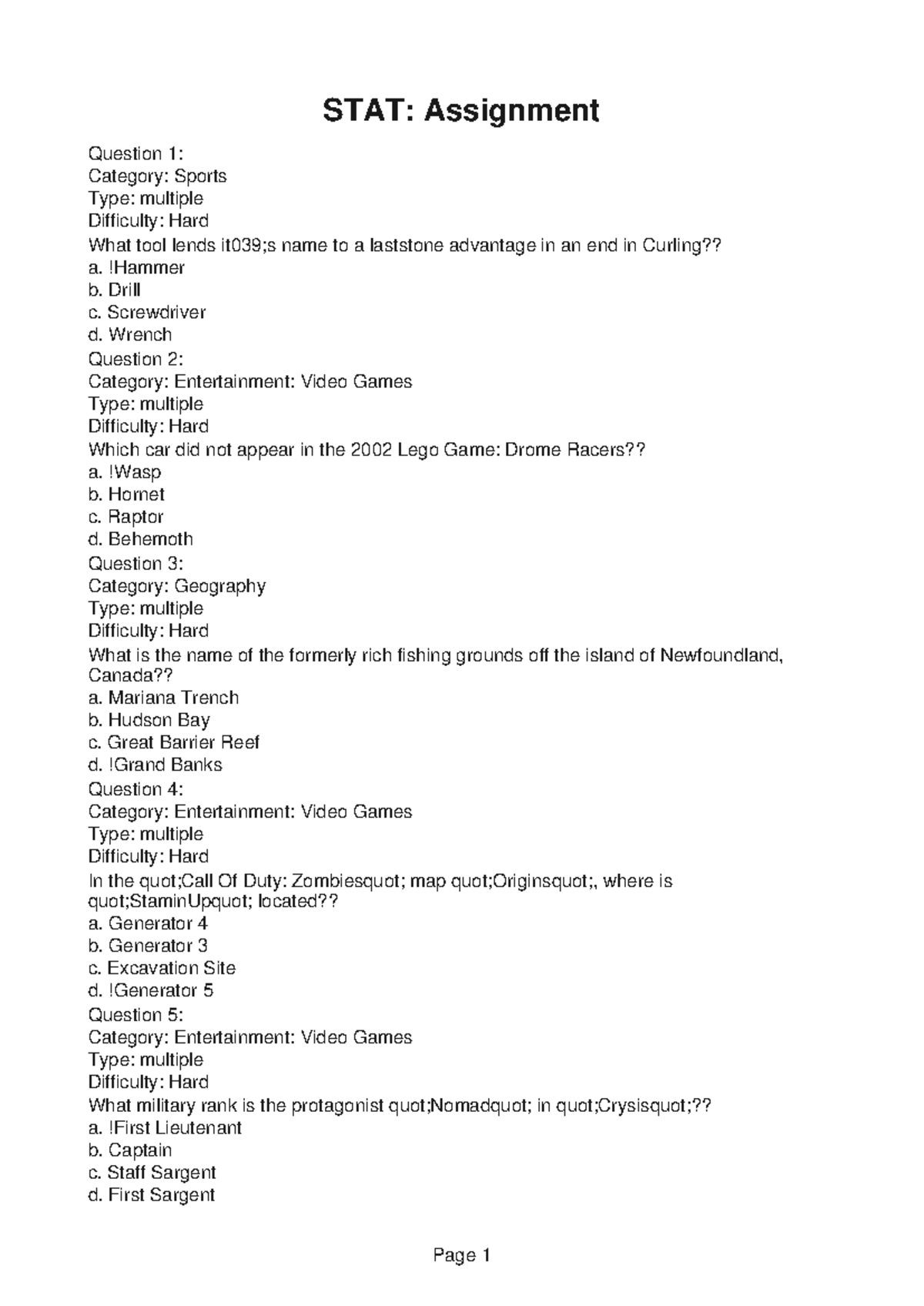STAT162 Exercise 7 - Statistics is a branch of mathematics that deals ...