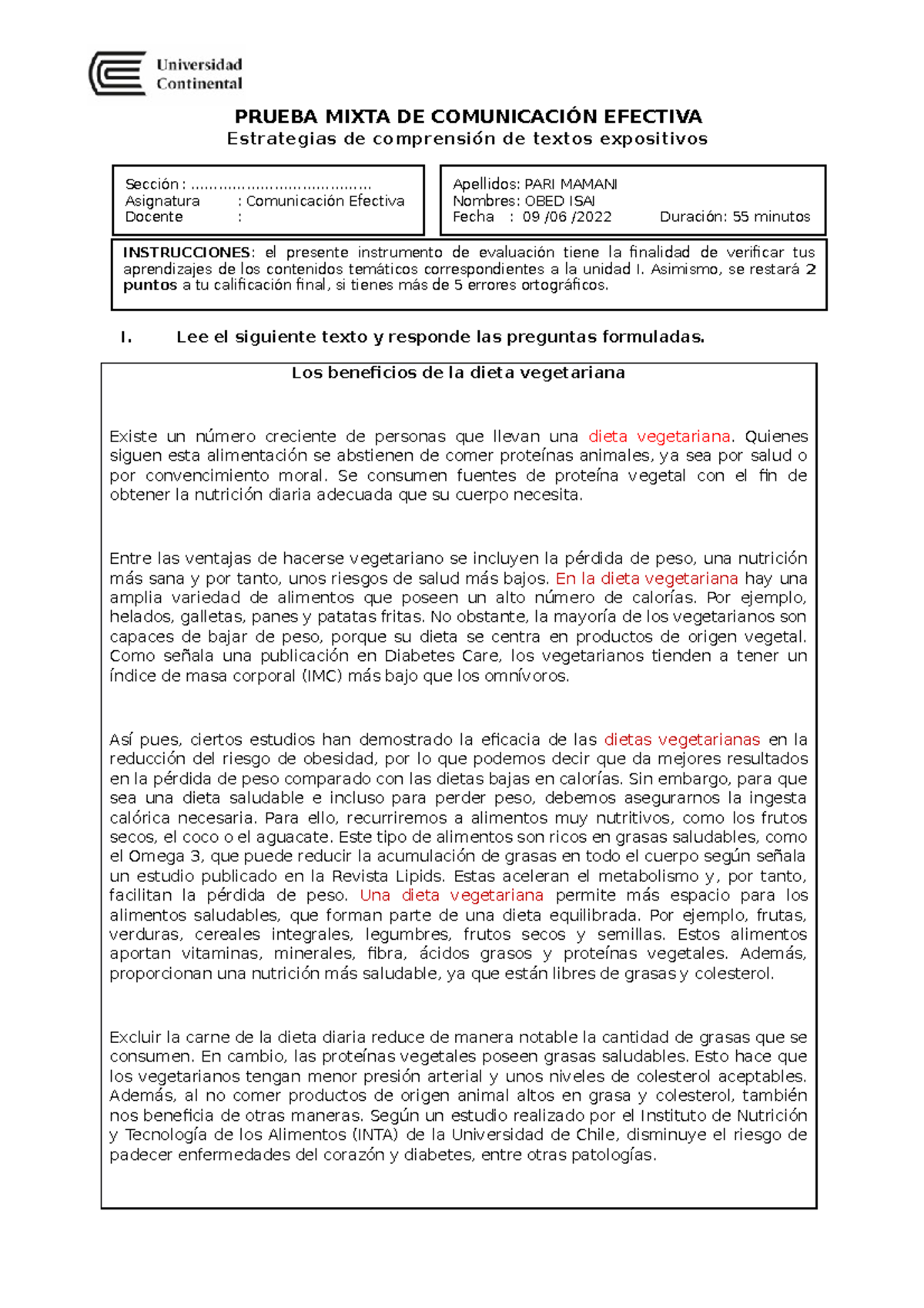 Evaluación del Consolidado 1 - comunicacion efectiva - PRUEBA MIXTA DE COMUNICACIÓN EFECTIVA ...