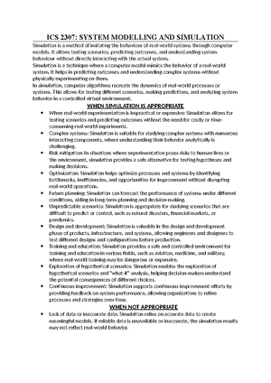 Simullation and Modelling - Question 1 a) Define the following terms as ...