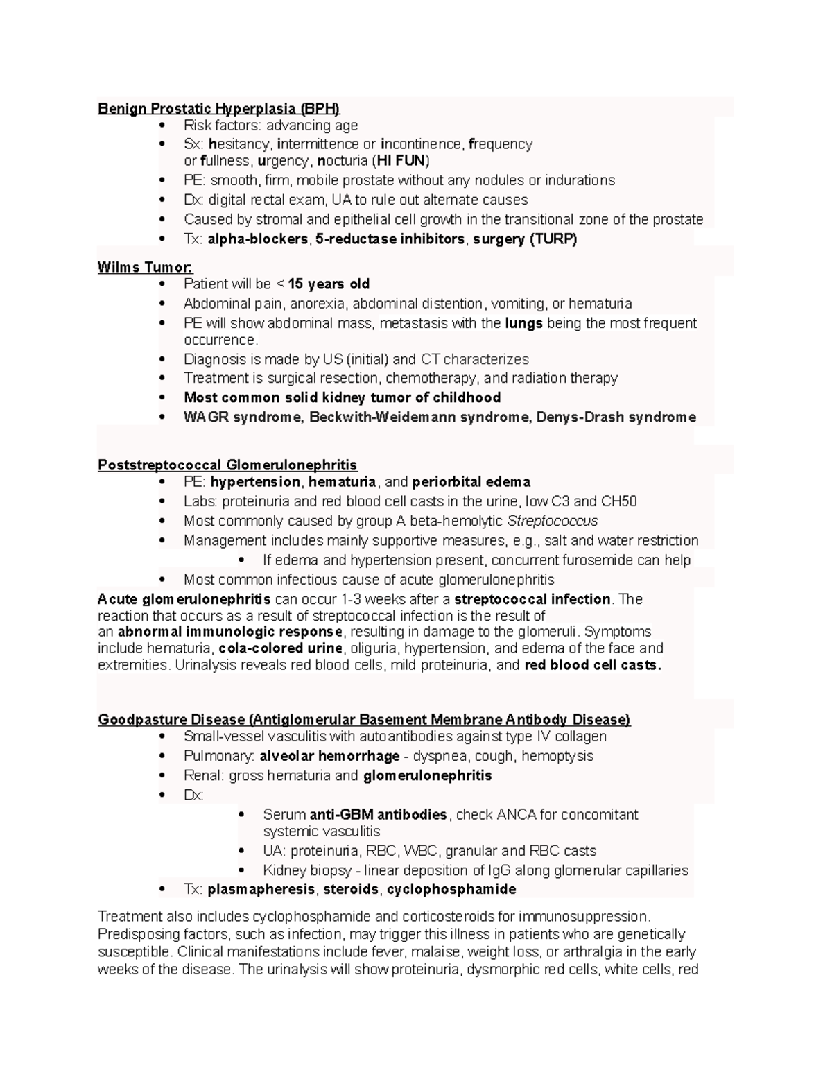 NUR 524 EXAM 3-7 - EXAM NOTES - Benign Prostatic Hyperplasia (BPH) Risk ...