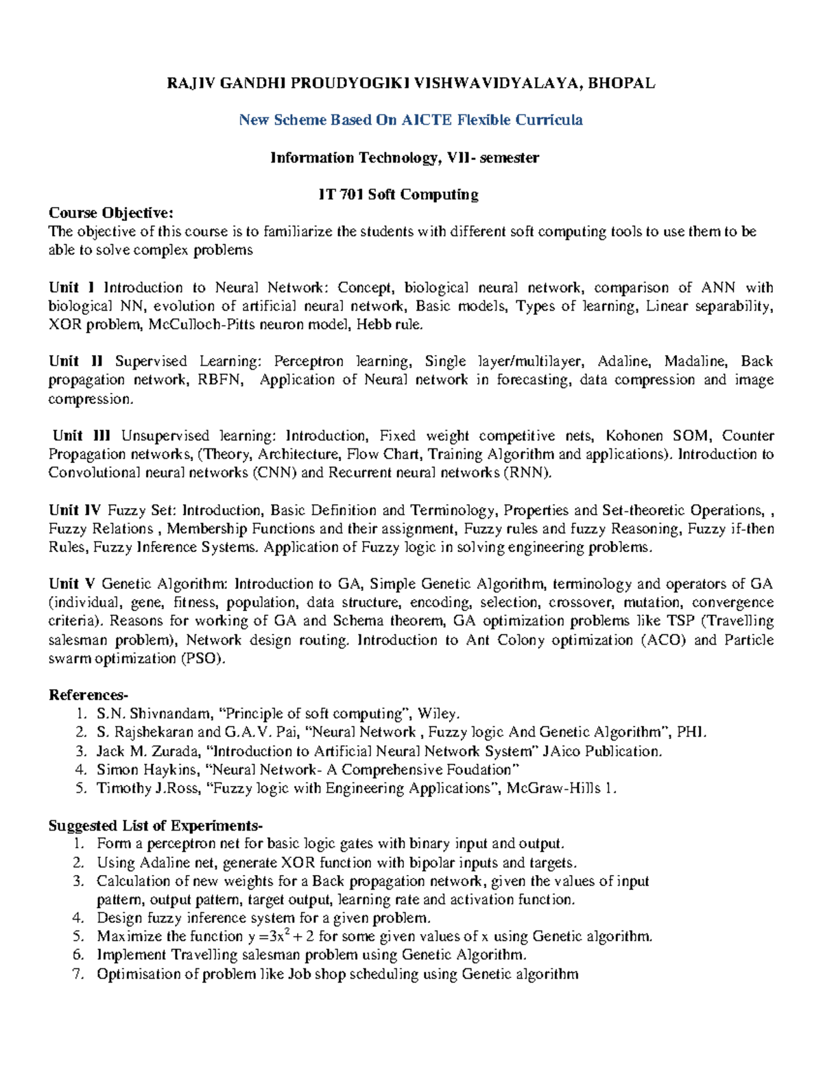 Frm download file - 7 th semester syllabus - RAJIV GANDHI PROUDYOGIKI VISHWAVIDYALAYA, BHOPAL ...