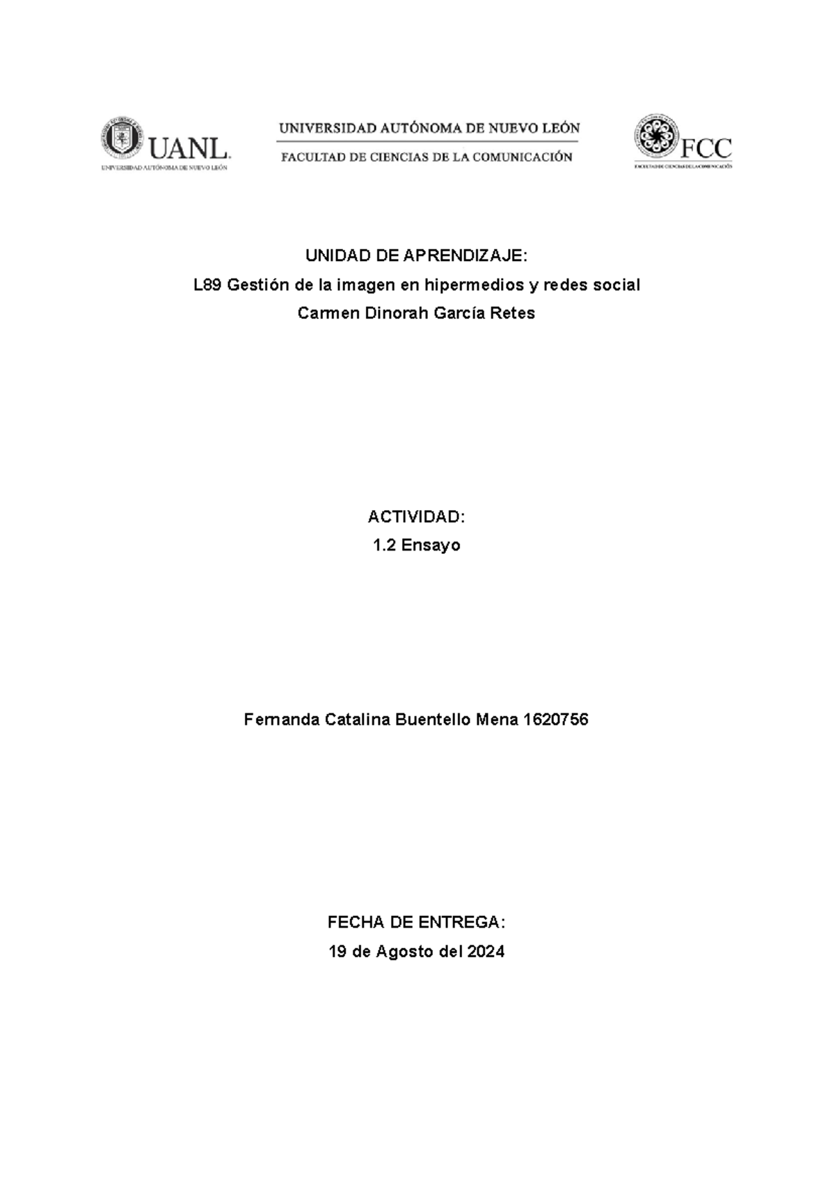 Buentello MENA Actividad 1 - UNIDAD DE APRENDIZAJE: L89 Gestión de la ...
