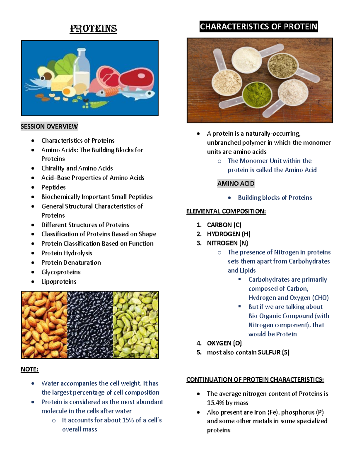 Biochem Lecture Midterms ALL - CHARACTERISTICS OF PROTEIN PROTEINS ...