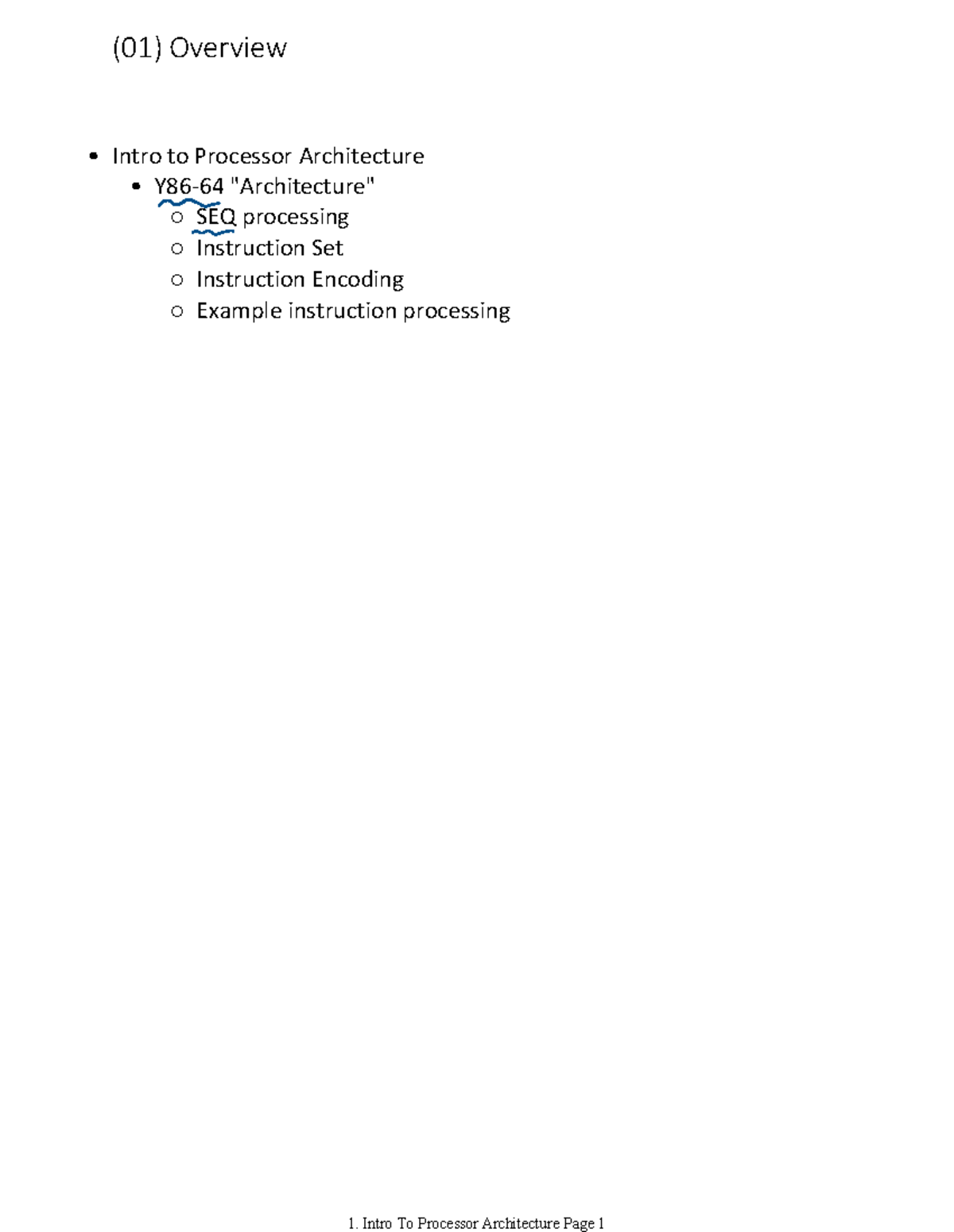1 Intro To Processor Architecture Intro To Processor Architecture 4456