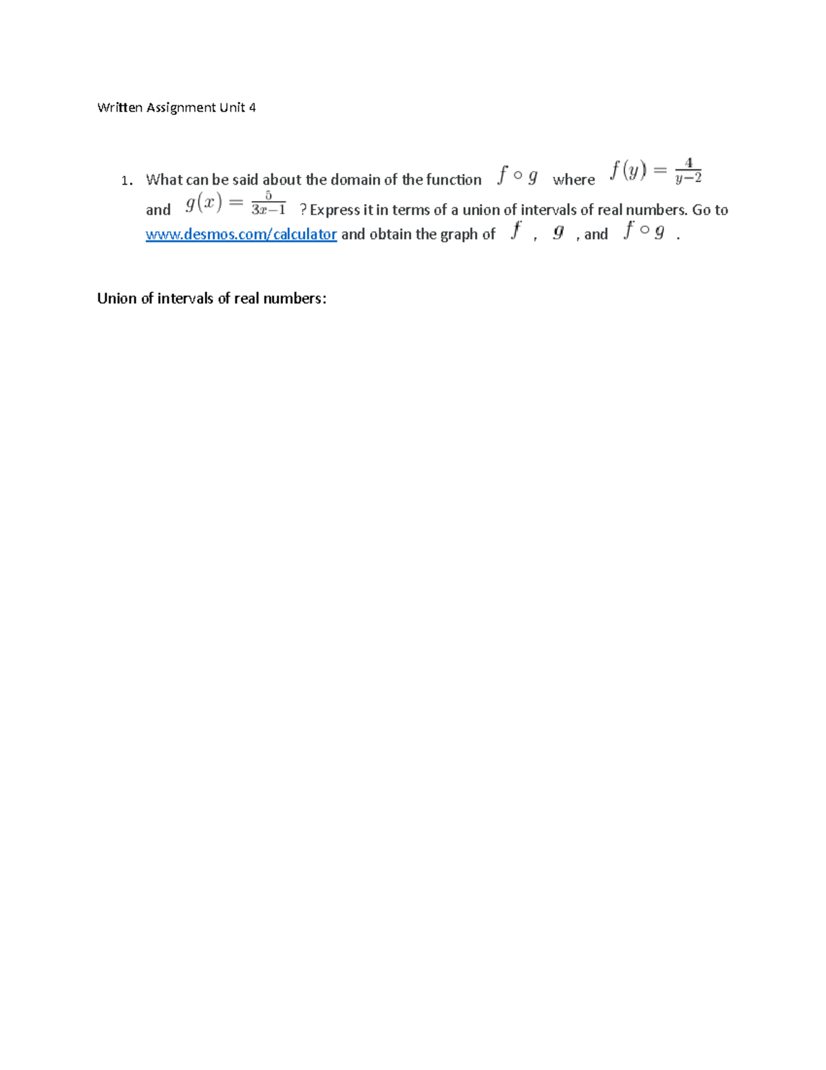 MATH 1201 Written Assignment Unit 4 - MATH 1201 - Written Assignment Unit 4 What can be said ...