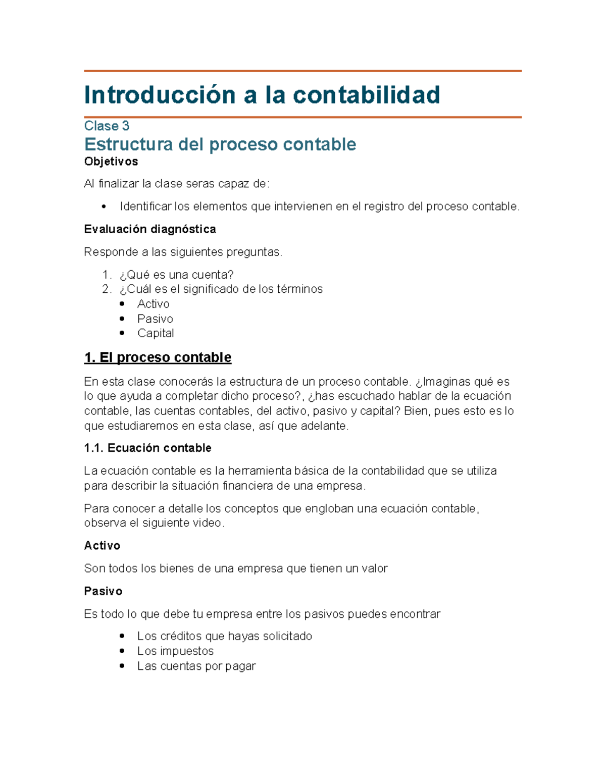 9 Clase 3 Estructura DEL Proceso Contable - Introducción a la ...