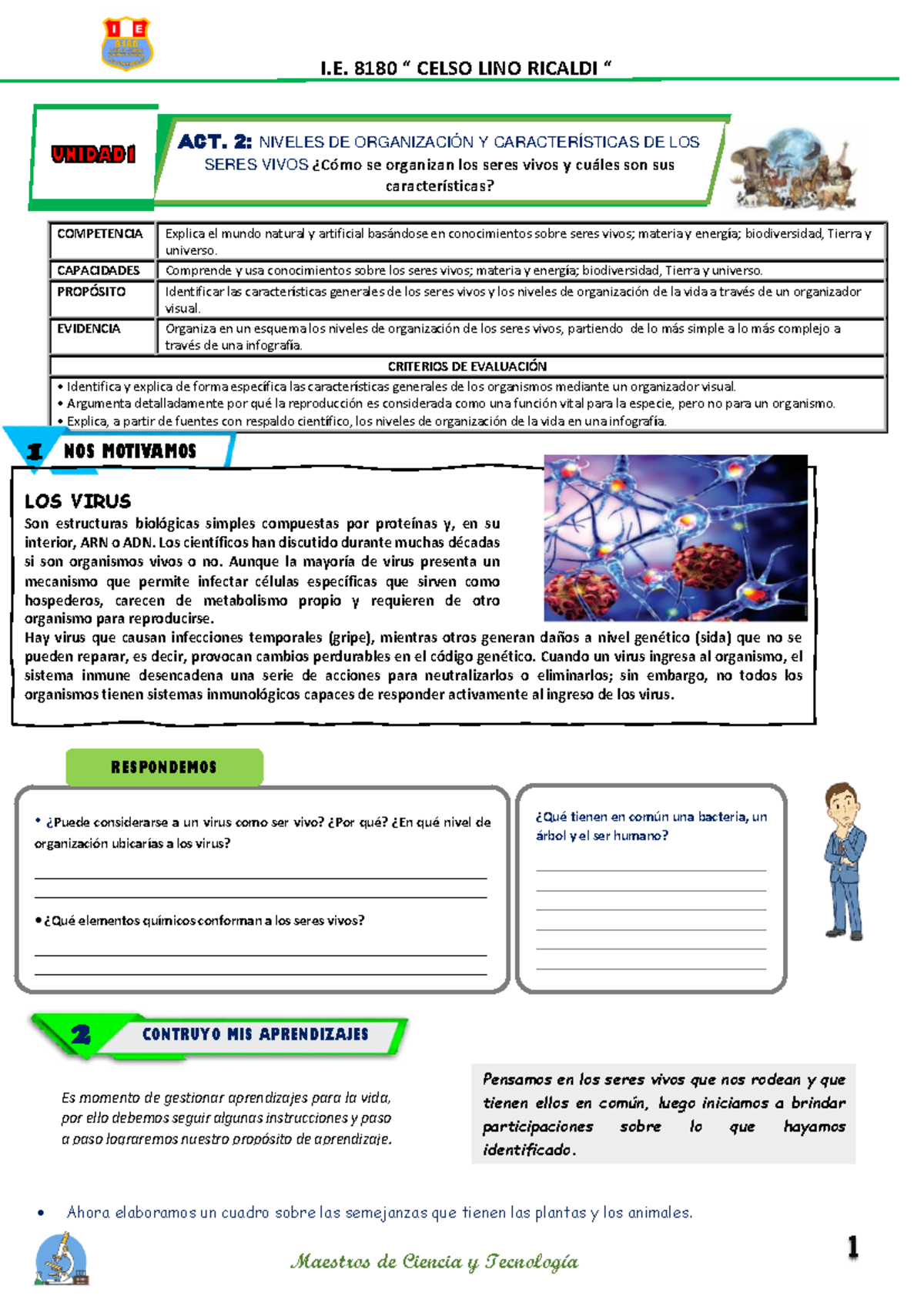4º ACT 1-CYT-U1 - Ahora elaboramos un cuadro sobre las semejanzas que tienen las plantas y los ...