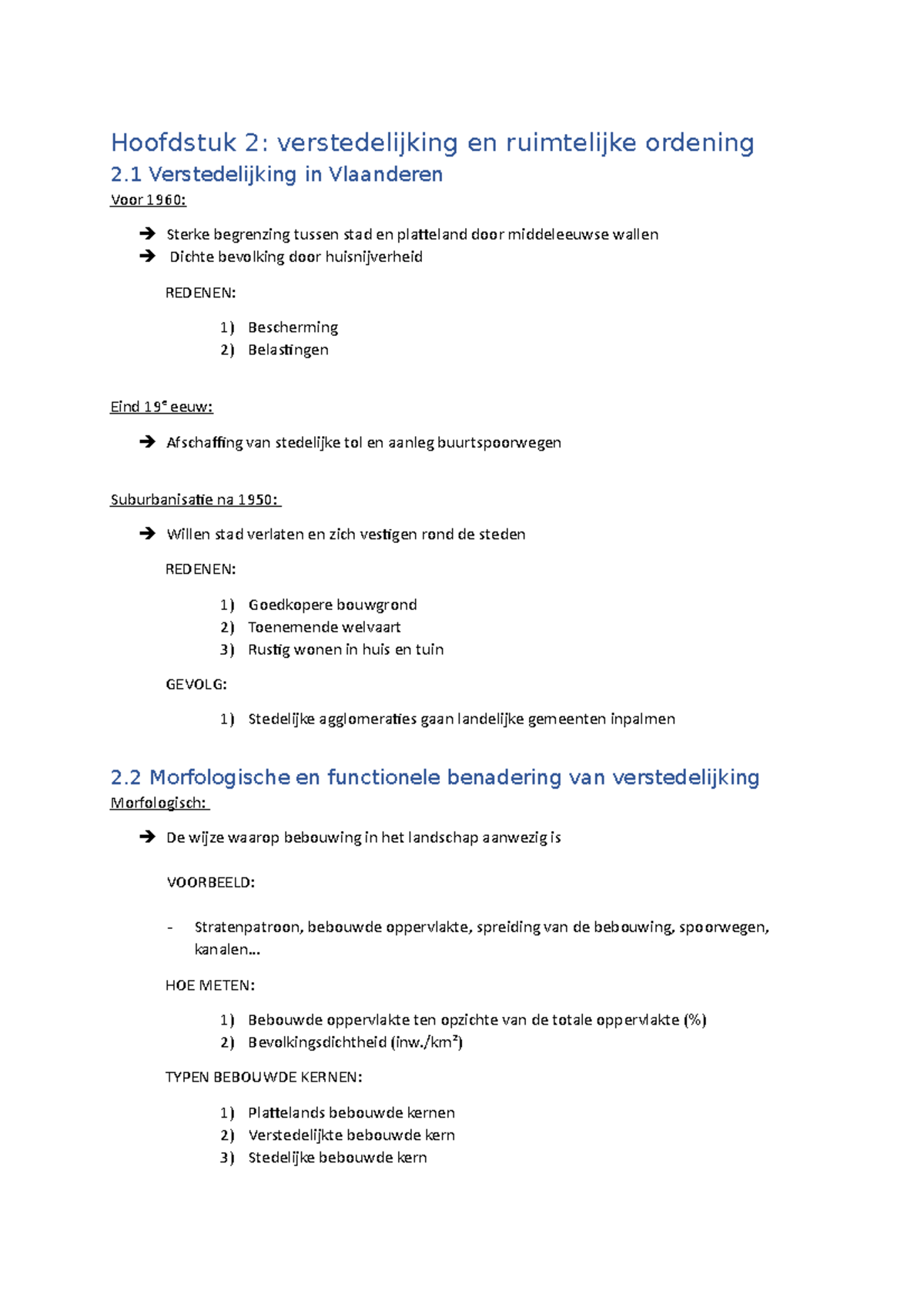Hoofdstuk 2 - samenvatting van thema 2 - Hoofdstuk 2: verstedelijking ...
