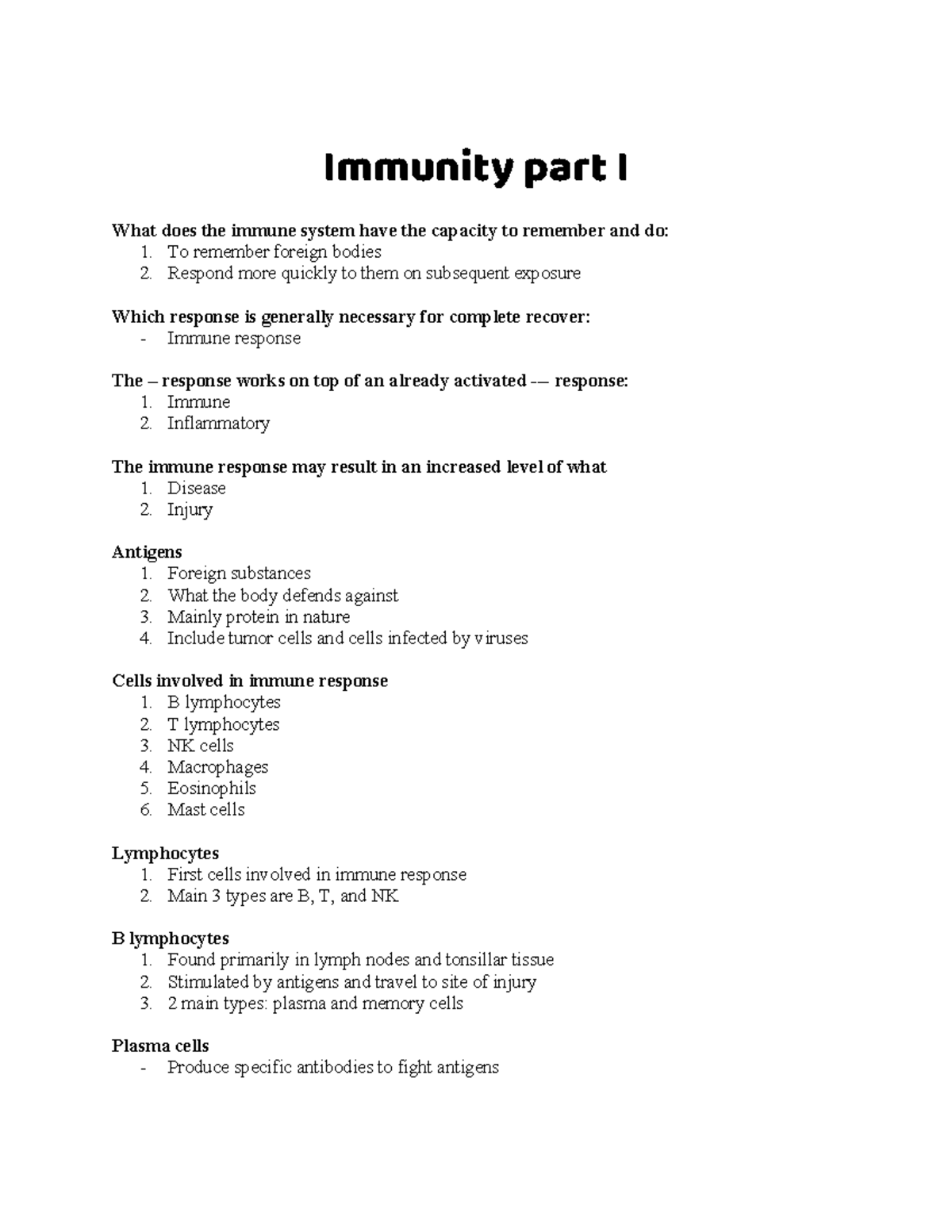Immunity part I - Immunity part I What does the immune system have the ...