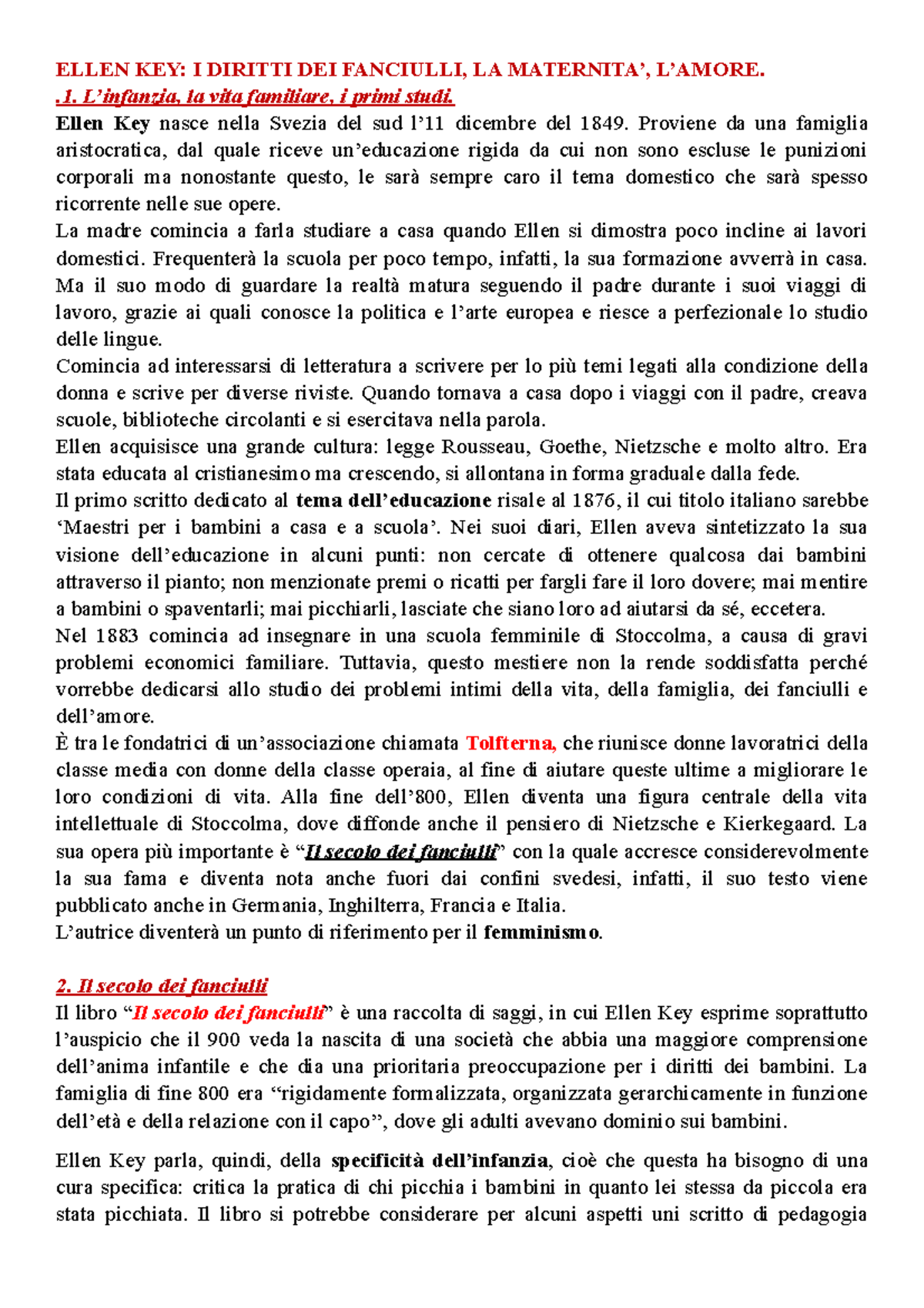 Ellen Key 1 - In altra luce, riassunto - ELLEN KEY: I DIRITTI DEI ...