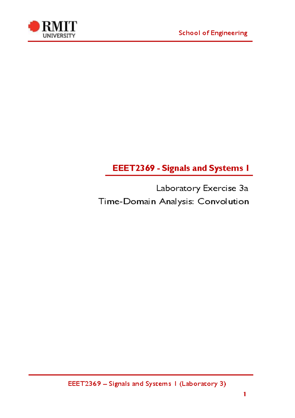 EEET2369 Lab3a - Practical lab 3a. - EEET2369 – Signals and Systems 1 ...