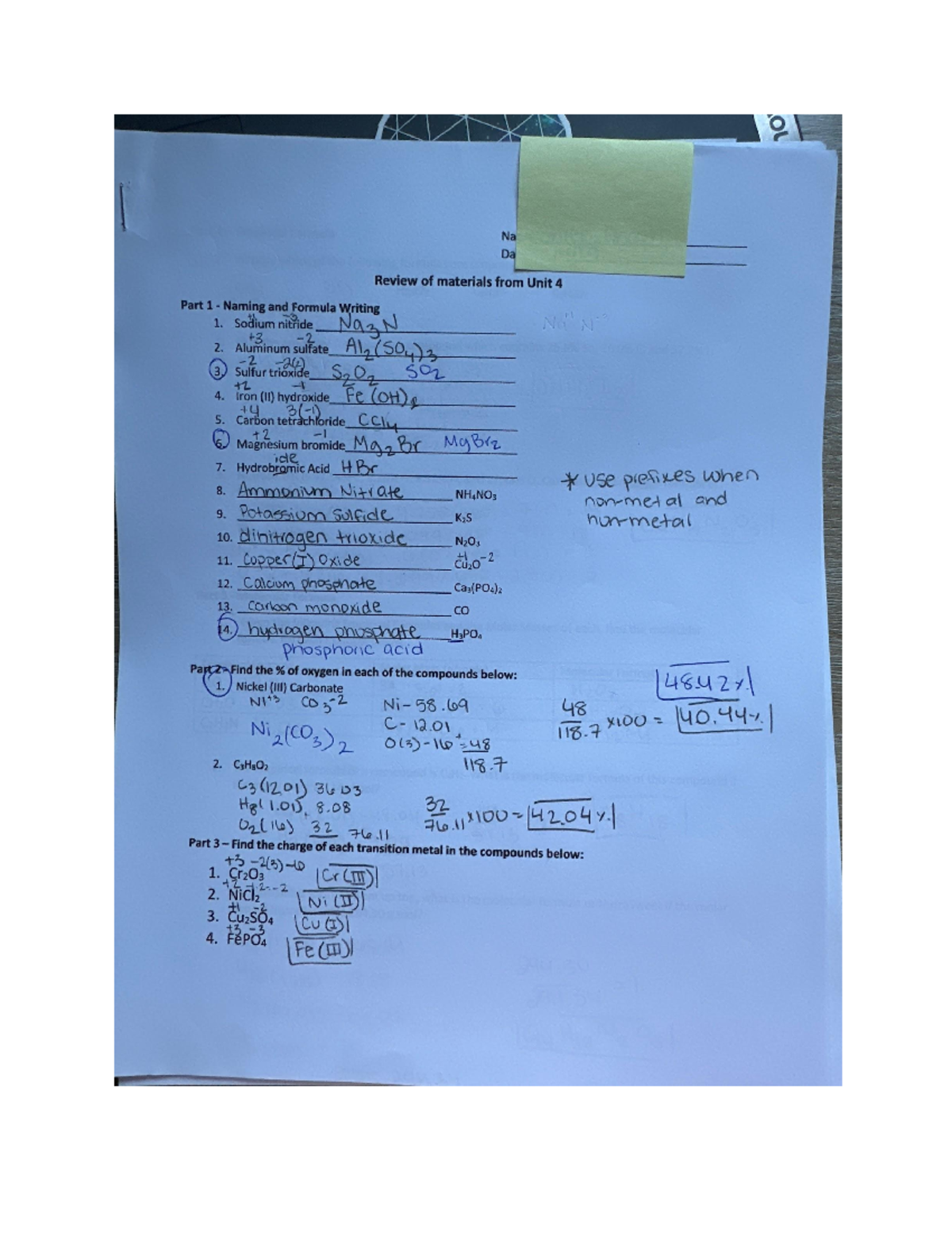 Chem unit 4 - this is a study guide for unit 4 - Studocu