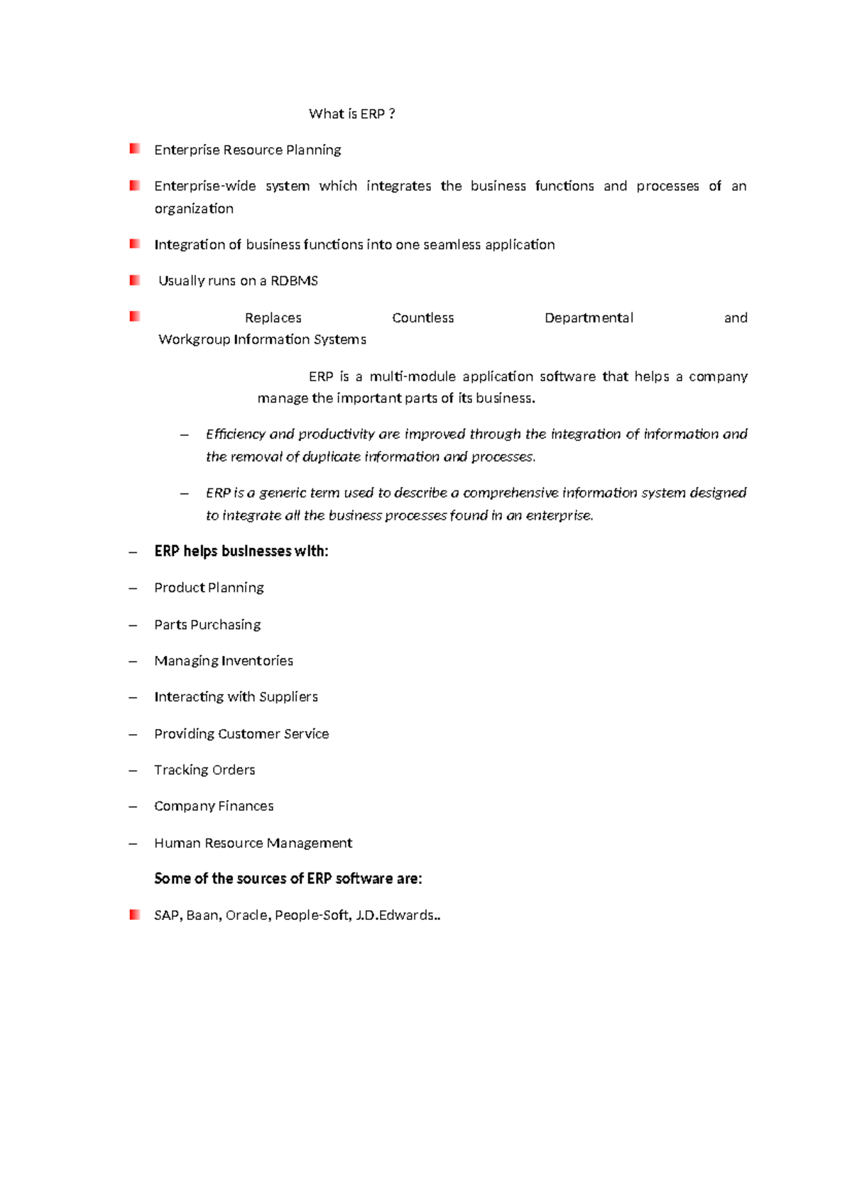 Sap 1 - adada - What is ERP? Enterprise Resource Planning Enterprise ...