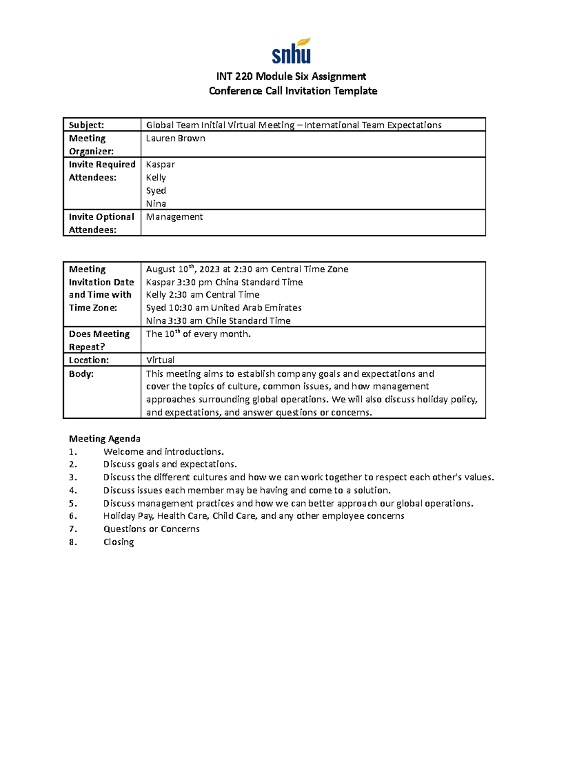 INT 220 Conference Call Invitation Template - INT 220 Module Six ...
