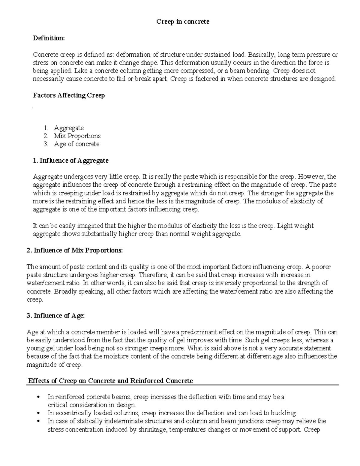 Creep - Additional - Creep in concrete Definition: Concrete creep is ...