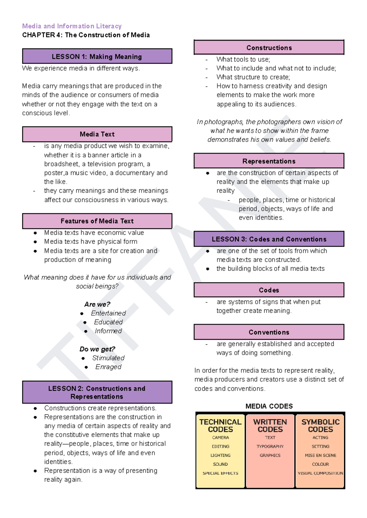Chapter 4 The Construction of Media - TIFFANIE CHAPTER 4: The ...