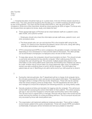 C427 paper - First attempt of task 1 assessment - A1. As Hospital ...