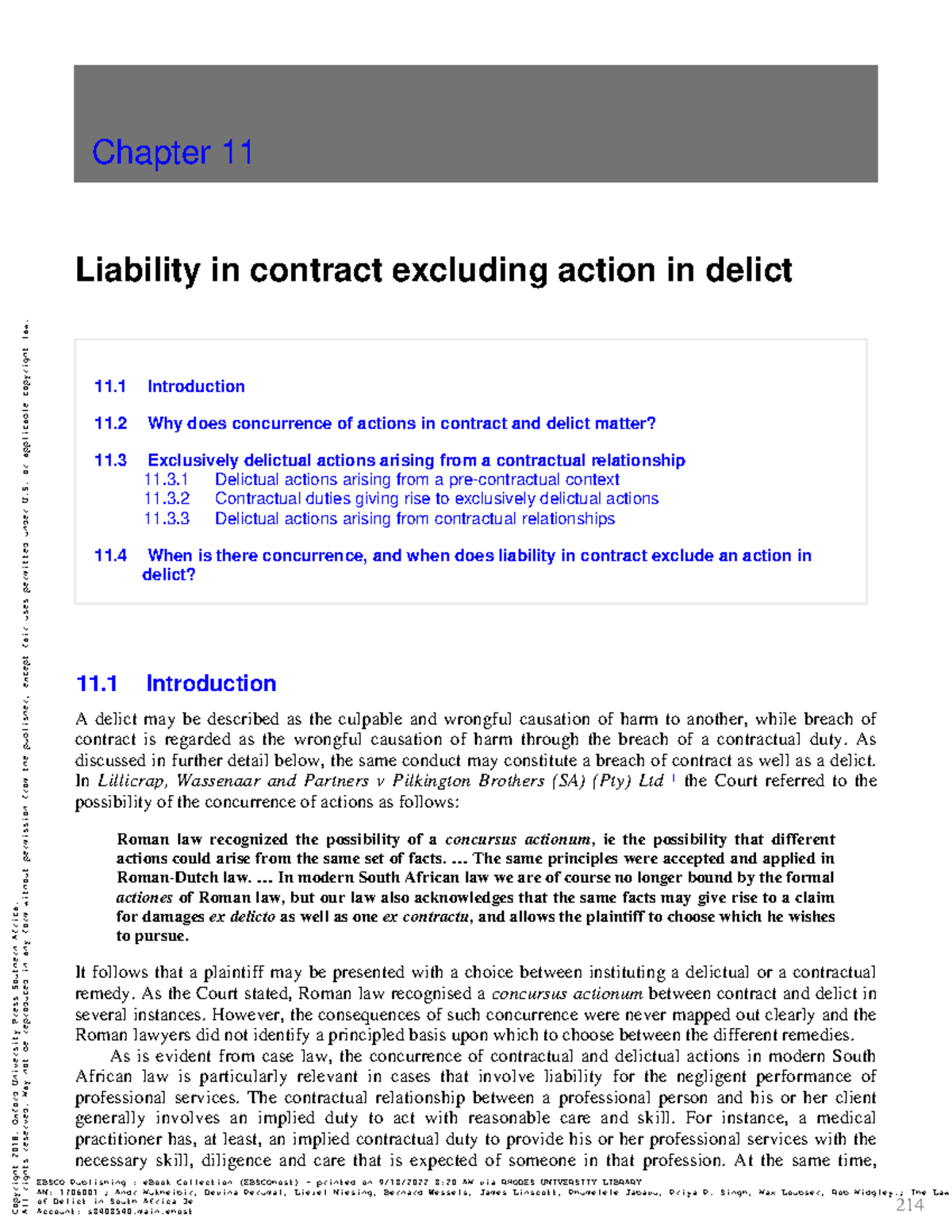 Topic 1 Part 2 - INTRODUCTION TO THE LAW OF DELICT - 214 Chapter 11 ...