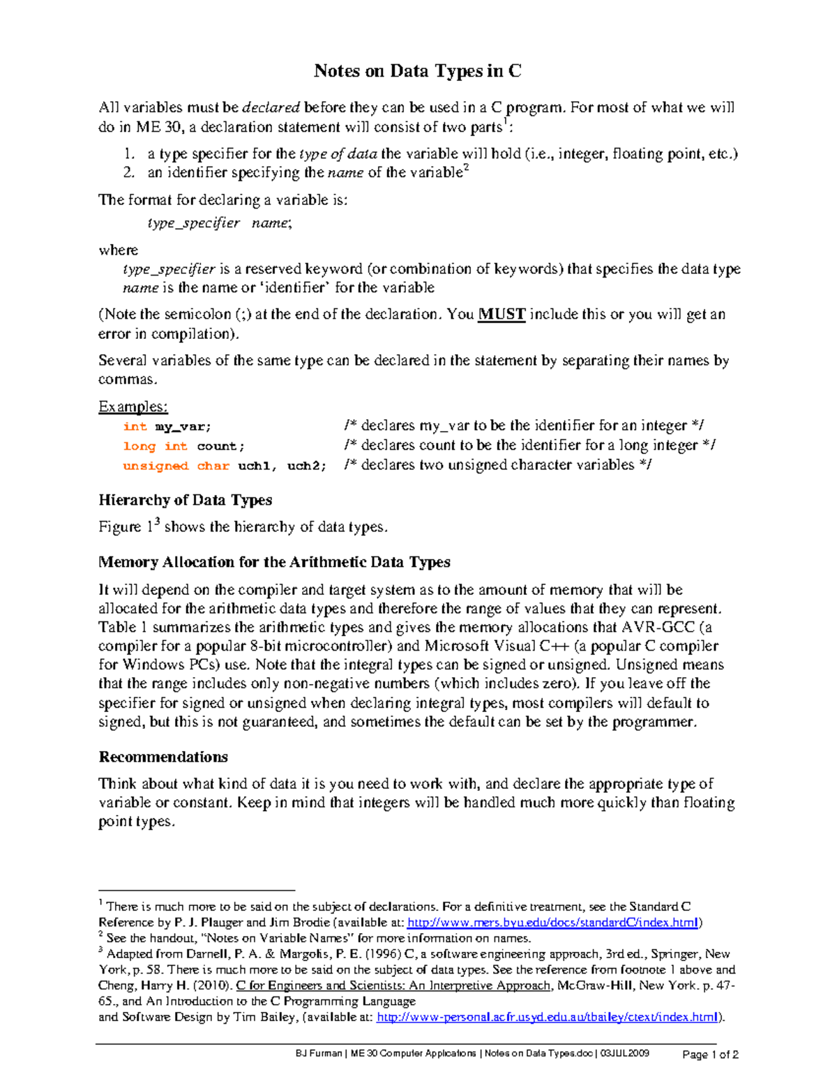 ME 30 Note 3 - Lecture notes 3 - BJ Furman | ME 30 Computer ...