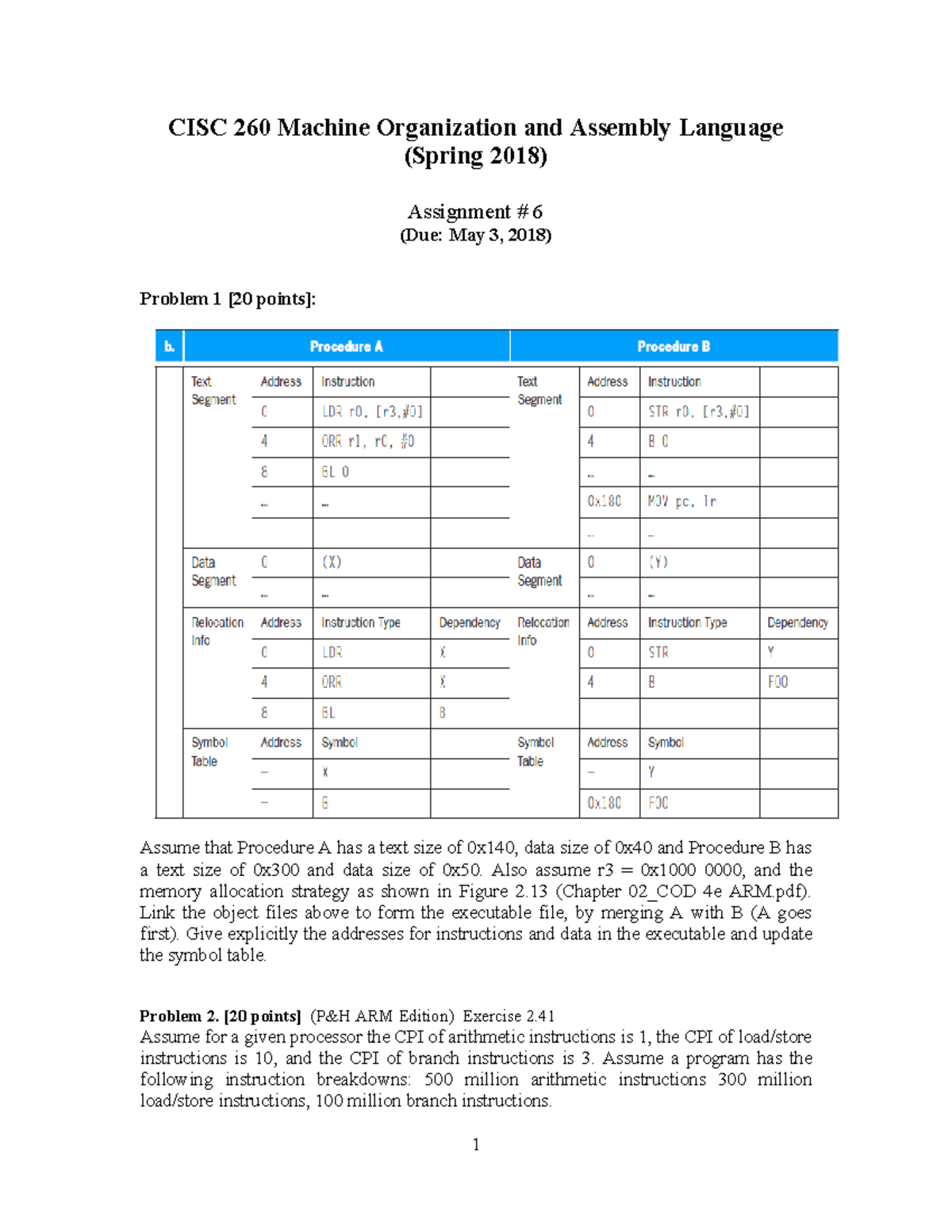 Cis260s18 hw6 - Homework assignment 6 - CISC 260 Machine Organization and Assembly Language ...
