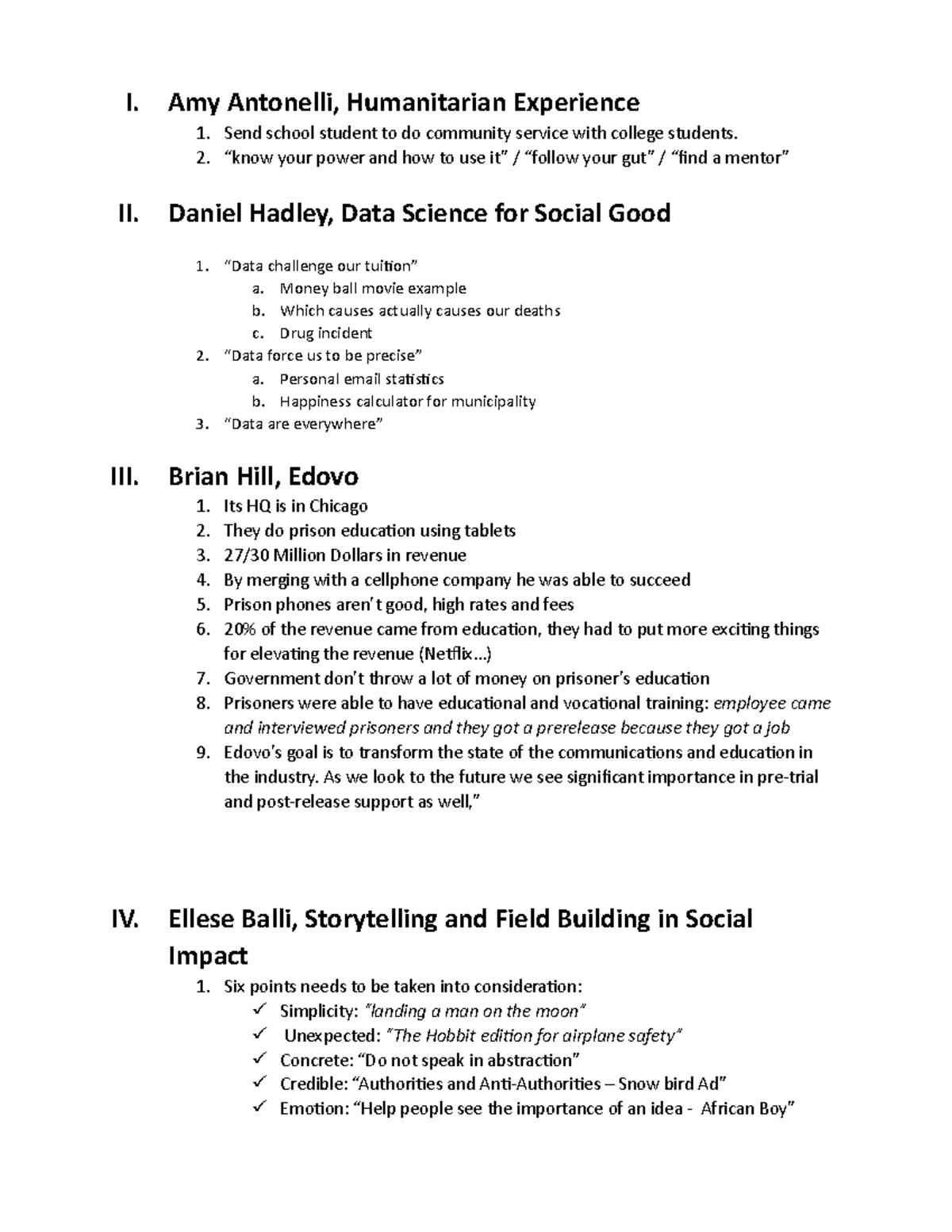 Guest and Professor Lectures - I. Amy Antonelli, Humanitarian ...