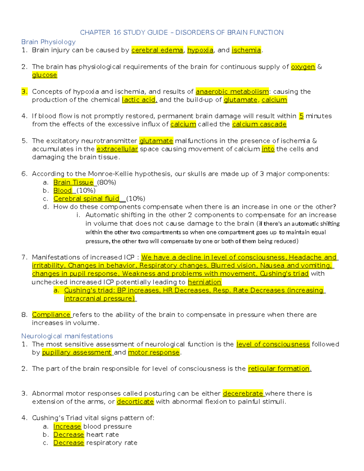 Chapter 16 Study Guide Wissmar - CHAPTER 16 STUDY GUIDE – DISORDERS OF ...