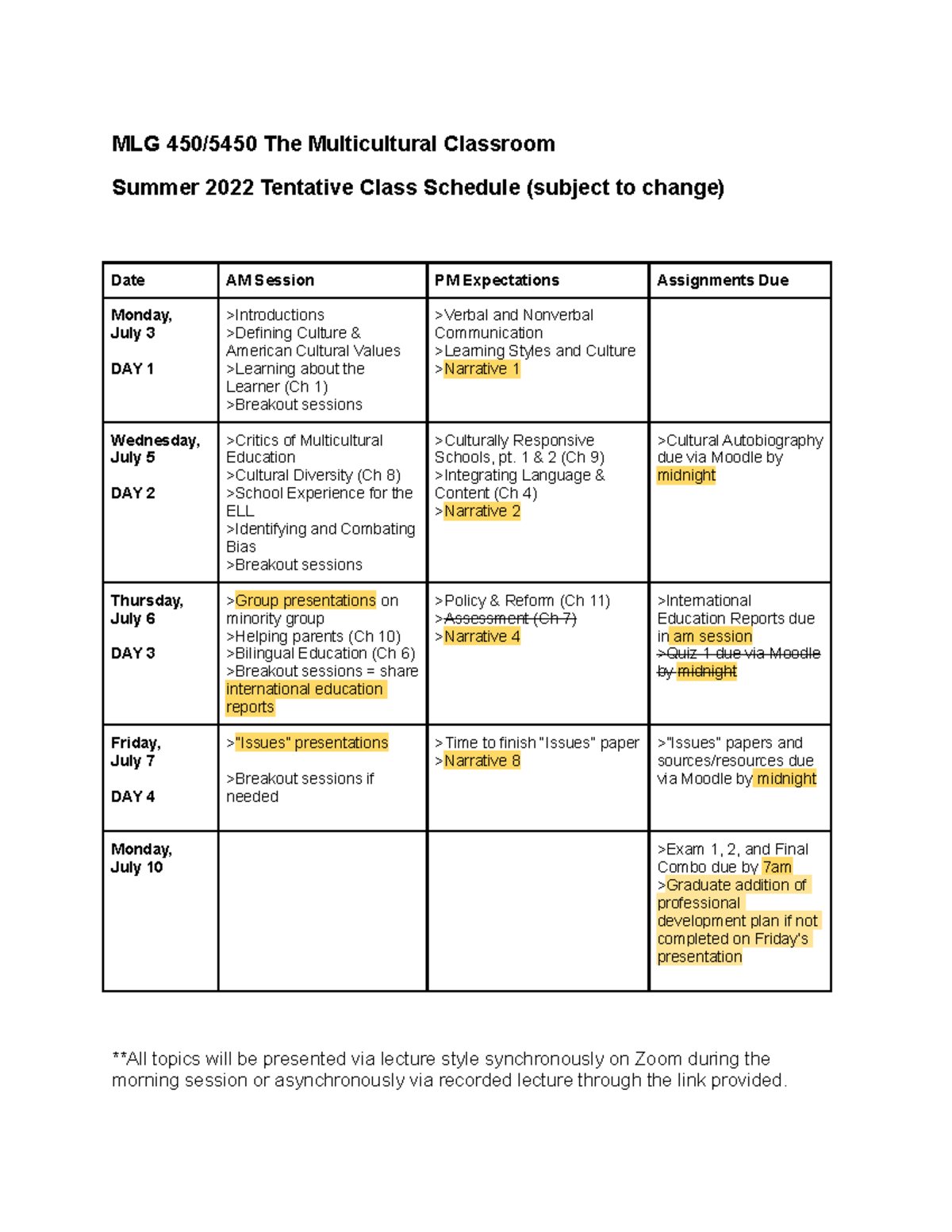 2023 MLG 5450 Summer Schedule - MLG 450/5450 The Multicultural ...
