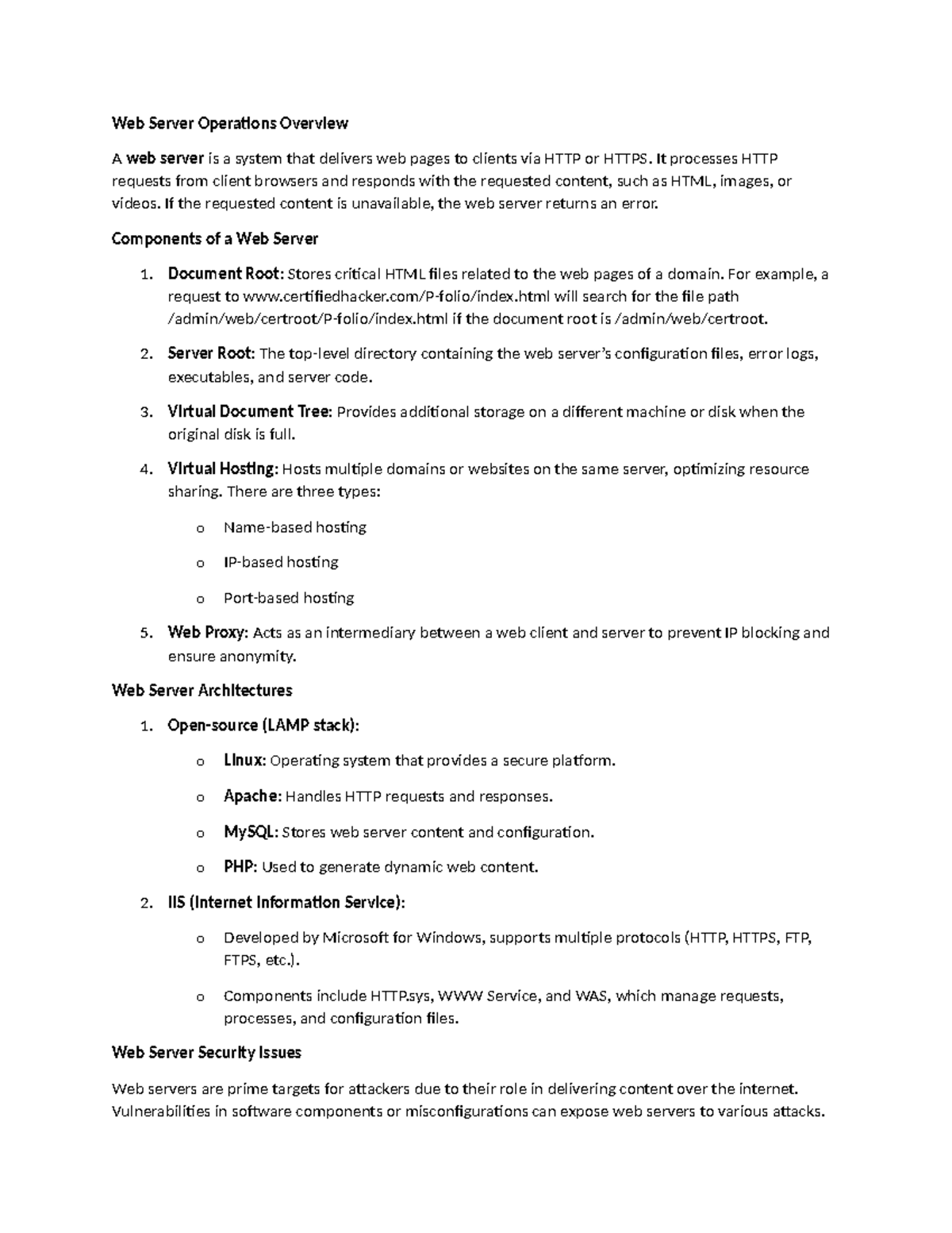 Chapter 13 - ceh 13 - Web Server Operations Overview A web server is a ...