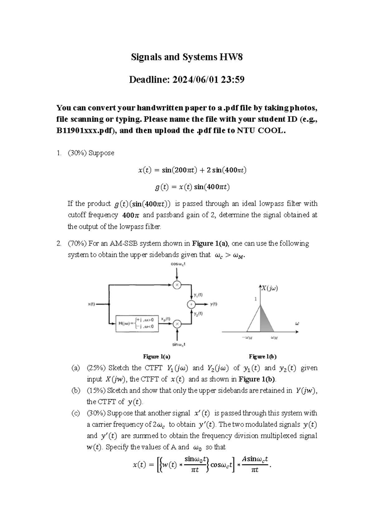 Homework chapter 8 - Signals and Systems HW 8 Deadline: 202 4 / 06 / 01 ...