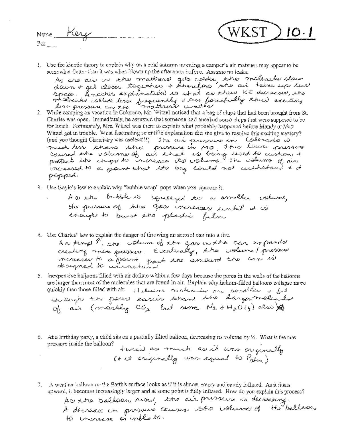 Answer Keys 8 - gases - Notes - Studocu