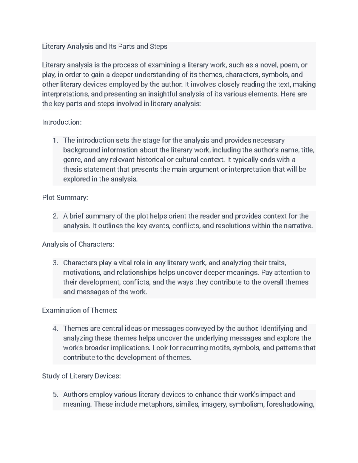 Untitled document - Goes over the full concept of Literary Analysis ...