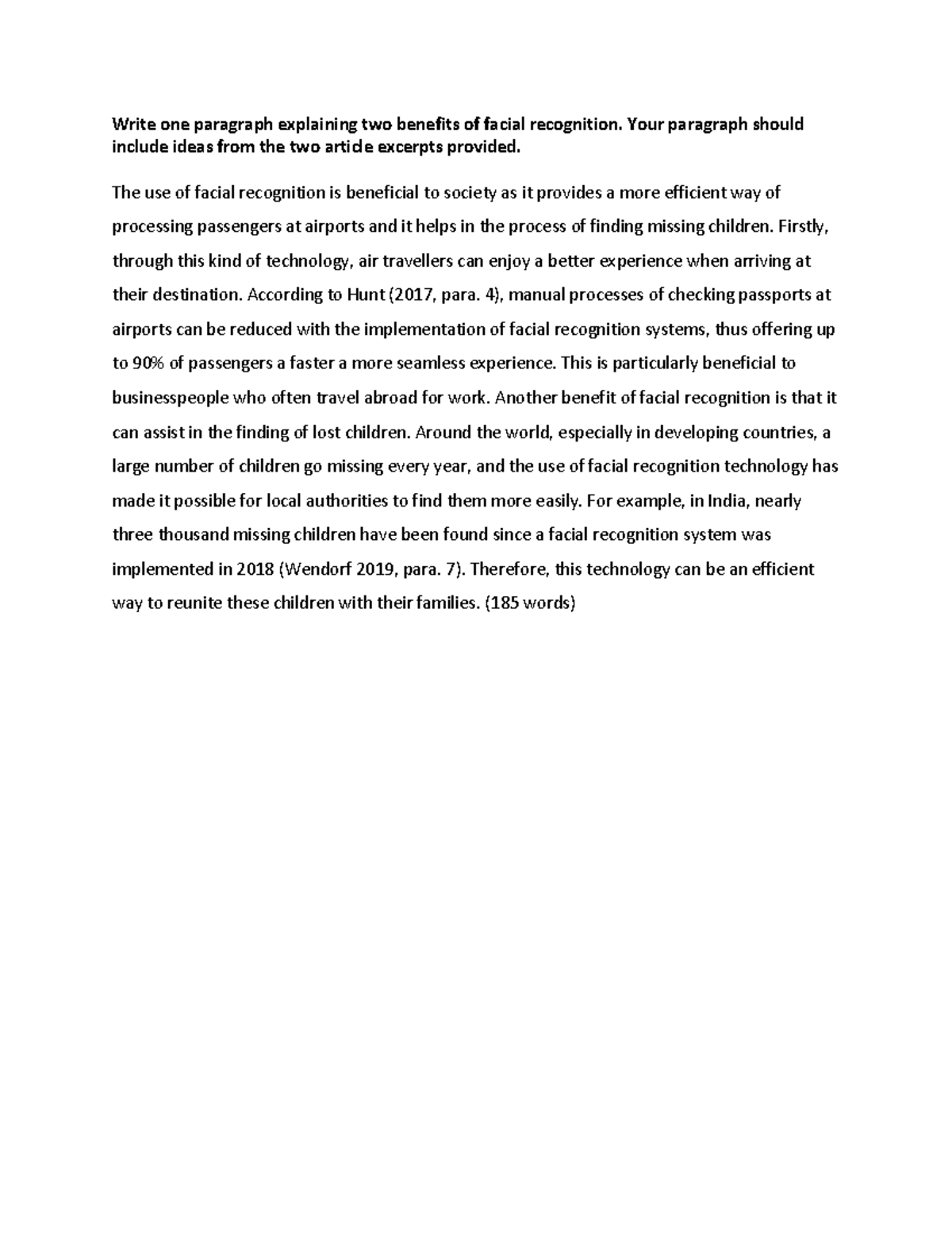 Sample diagnostic paragraph - Write one paragraph explaining two ...