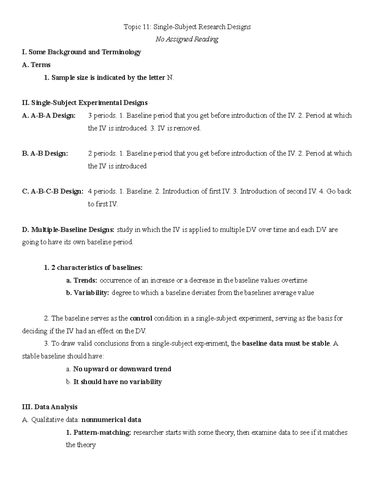 Lecture 11 Single Subject Designs - Topic 11: Single-Subject Research ...