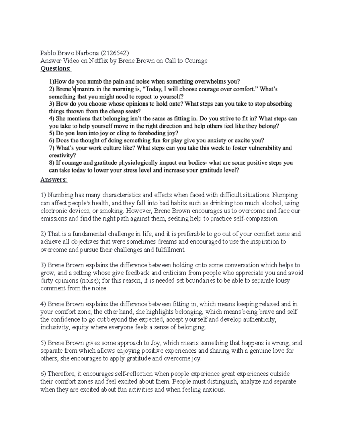 Answer Video on Netflix by Brene Brown on Call to Courage - Pablo Bravo ...