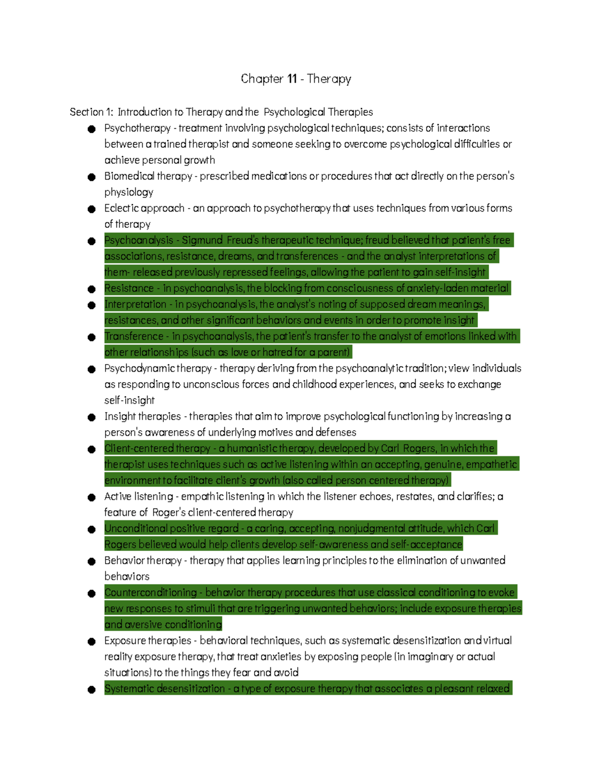Chapter 11 - Therapy - Intro Psych - Chapter 11 - Therapy Section 1 ...