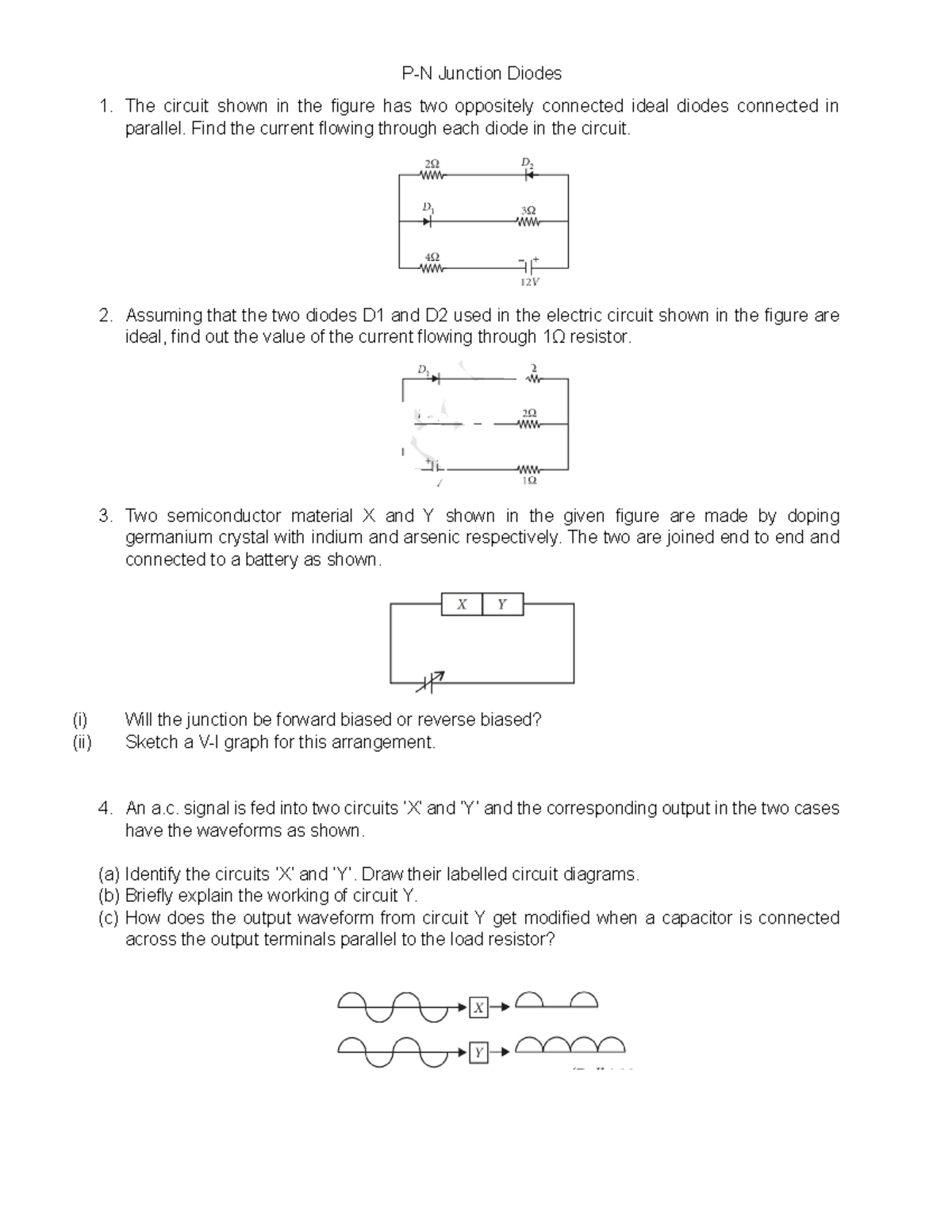 Physics Semiconductors Questions - P-N Junction Diodes The circuit ...