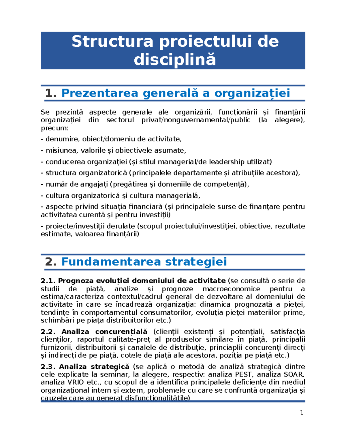 Structura proiectului de disciplina EPS 5 - Structura proiectului de ...