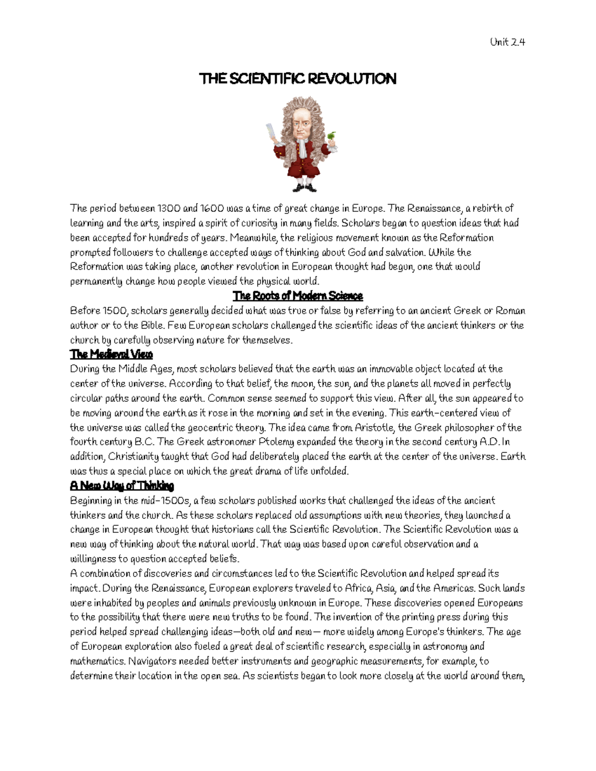 2.4 Scientific Revolution Reading - THE SCIENTIFIC REVOLUTION The ...