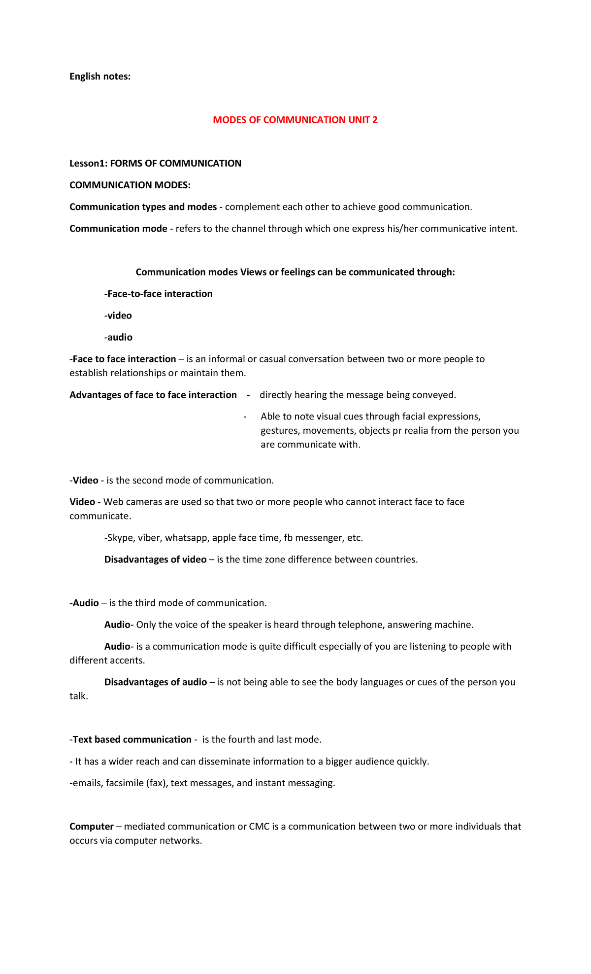 English-notes 2 - These are notes on english midterm - English notes ...